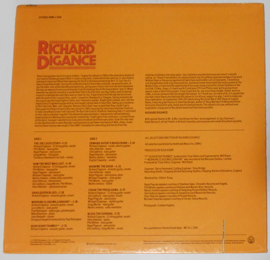 Richard Digance - Richard Digance - original 1975 U.S 12" LP vinyl | eBay