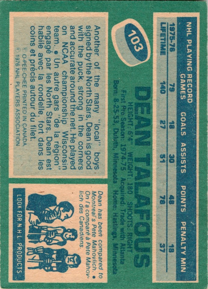 1976 Topps #103 Dean Talafous Great! | eBay
