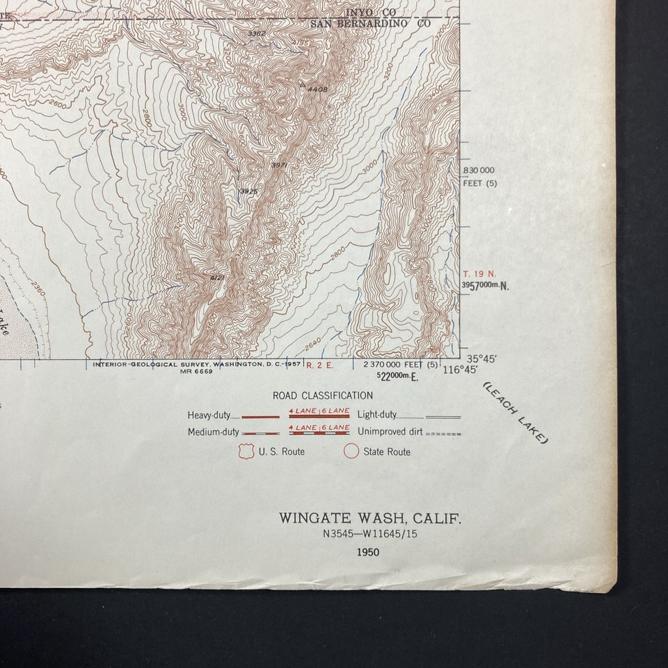 Wingate Wash CA Death Valley Quadrangle 1950 Topo Map California ...
