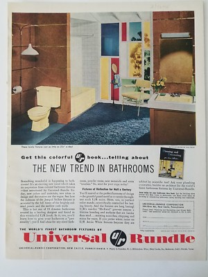 1956 Universal Rundle vintage bathroom toilet sink tub retro design ad ...