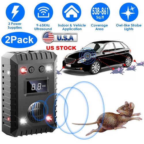 2PACK Under Hood Ultrasonic Rodent Chaser Car Rat Repellent Mice ...