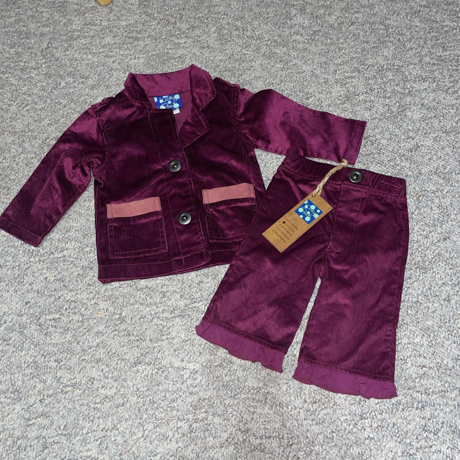 KICKY PANTS 3-6 months 2-piece Outfit Girl BAMBOO Jacket Pants NWT A7 ...