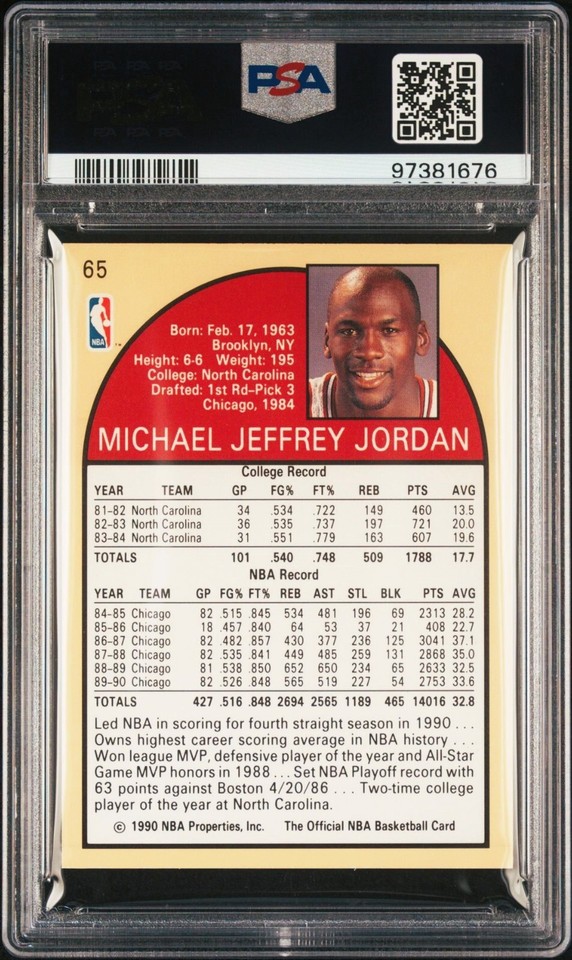 1990 NBA Hoops Michael Jordan Base Card #65! PSA 9! | eBay
