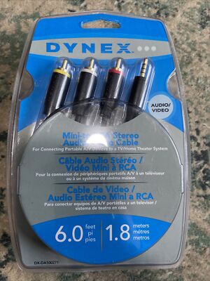 Dynex 6 Foot Mini (3.5mm) to RCA Stereo Audio/Video Cable DX-DA100271 ...