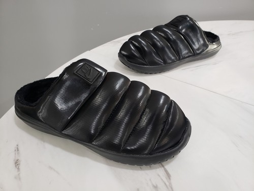 Nike Burrow SE Triple Black Slides Sandal Fur Lined Slip On Slipper ...