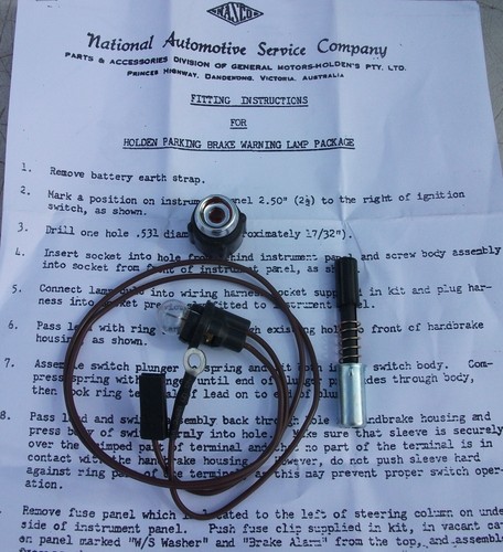 NEW AUSTRALIAN MADE HANDBRAKE WARNING LIGHT KIT TO EJ EH HOLDEN PREMIER ...