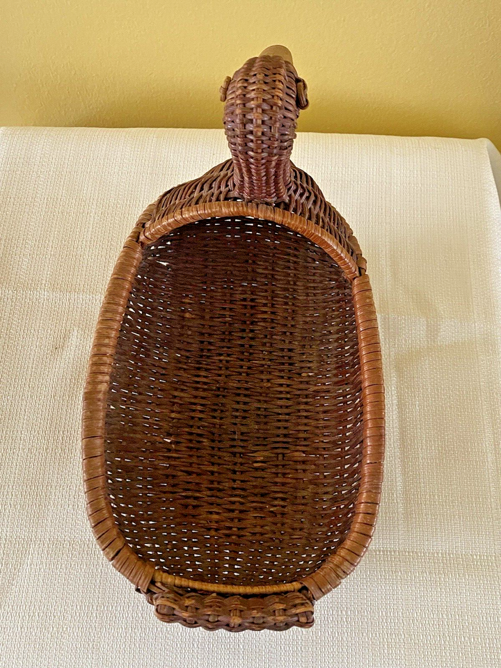 Vintage Wicker Rattan Duck Bird Basket Planter | eBay