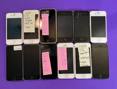 AS-IS Lot of 12 Apple iPhones 4 4S 5 5S 5c SE Untested For SALVAGE ONLY ...
