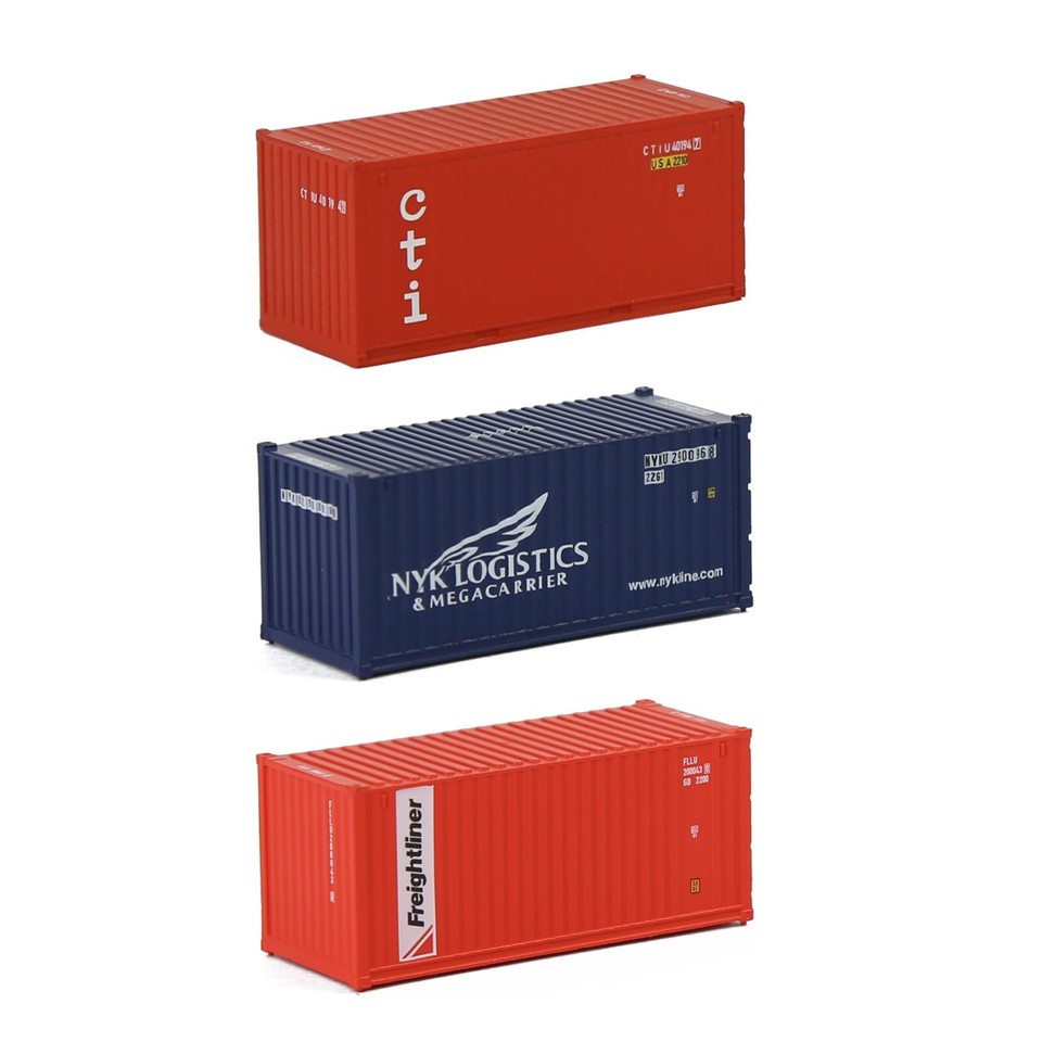3pcs N Scale 1:160 20ft Shipping Container 20' Cargo Box with Magnets ...