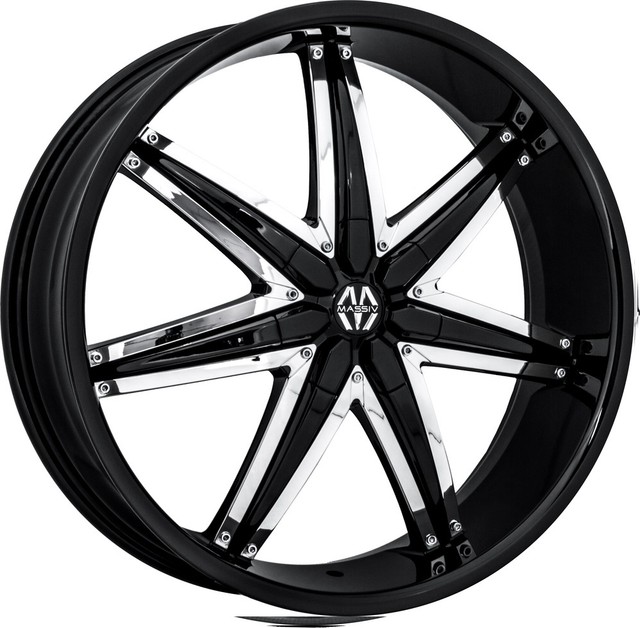 26 inch 26x9.5 Massiv Spline Black Chrome wheel rim 5x5 5x127 +15 | eBay