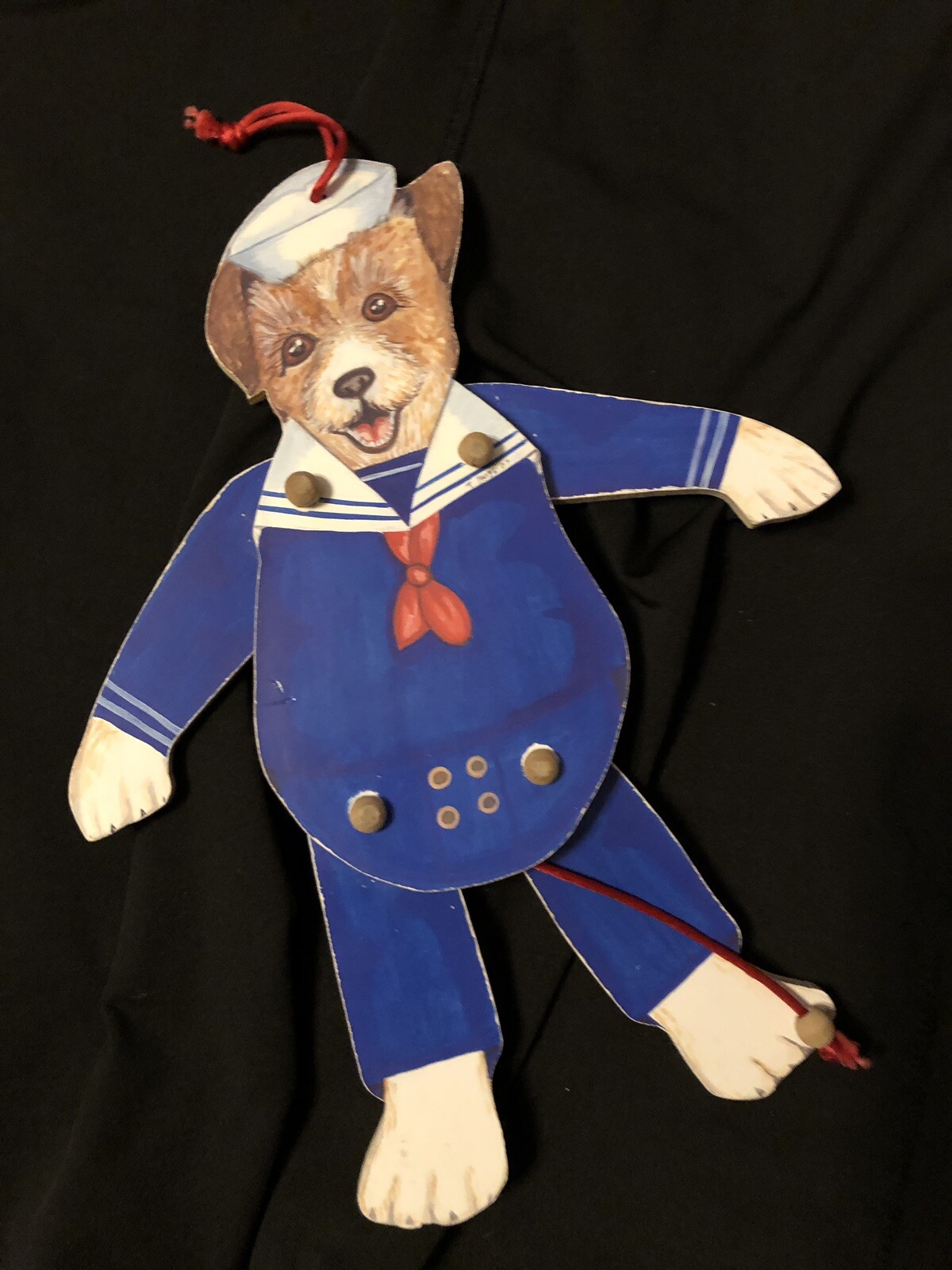 Laughing moon Wooden Toy Pull Puppet Terrier In Sailer Boy Outfit | eBay
