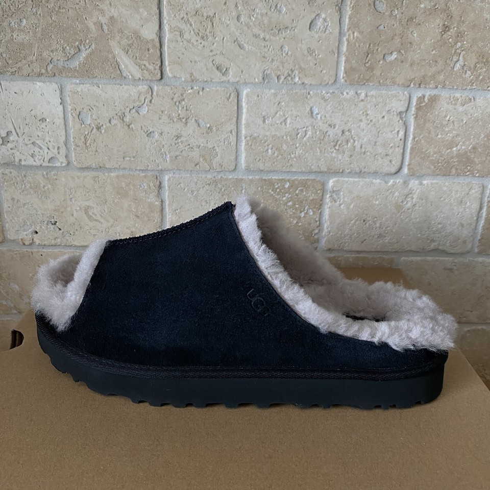 UGG BLACK CLASSIC SHEEPSKIN GREENPORT SLIDE SLIPPERS SHOES WOMEN SIZE ...