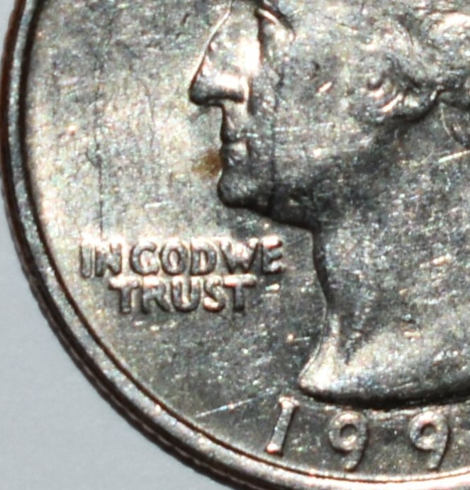 1990 D Washington Quarter Error Double-Die Mint Mark, DD Wing Die Clash ...