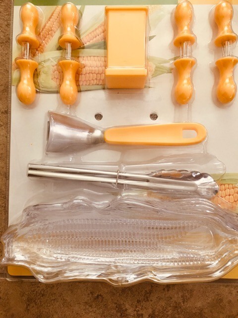 New! 15 Pc Corn On The Cob Serving Set Dish Tray Server Skewers Prongs ...