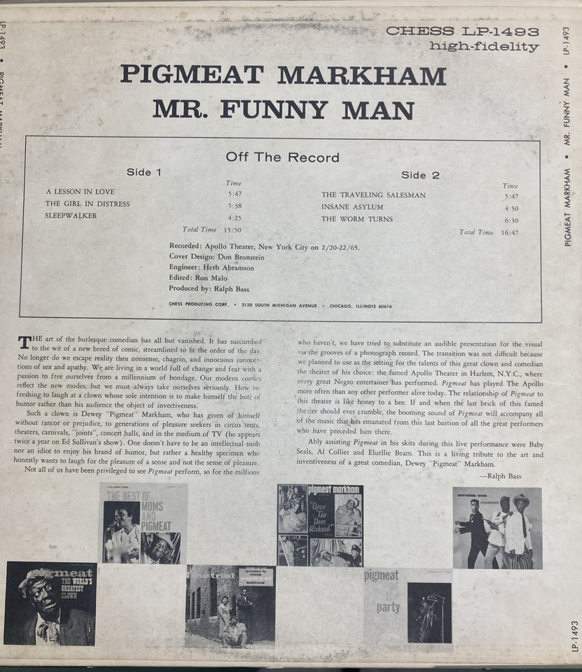 Pigmeat Markham Mr Funny Man Chess Records Black Comedy Ultrasonic ...