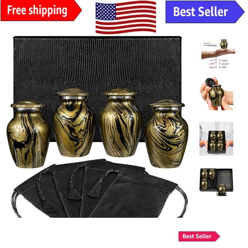 Graceful Marble Cremation Urns for Ashes - Compact 3 Inch Keepsakes, 4 ...
