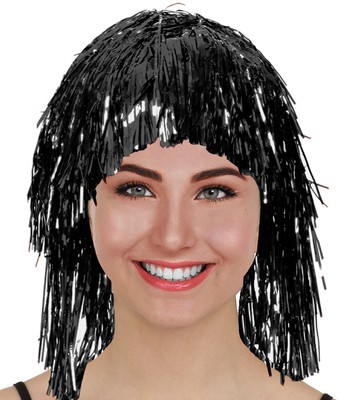 Black Tensel Wig School Pep Rally Party Costume Accessory | eBay