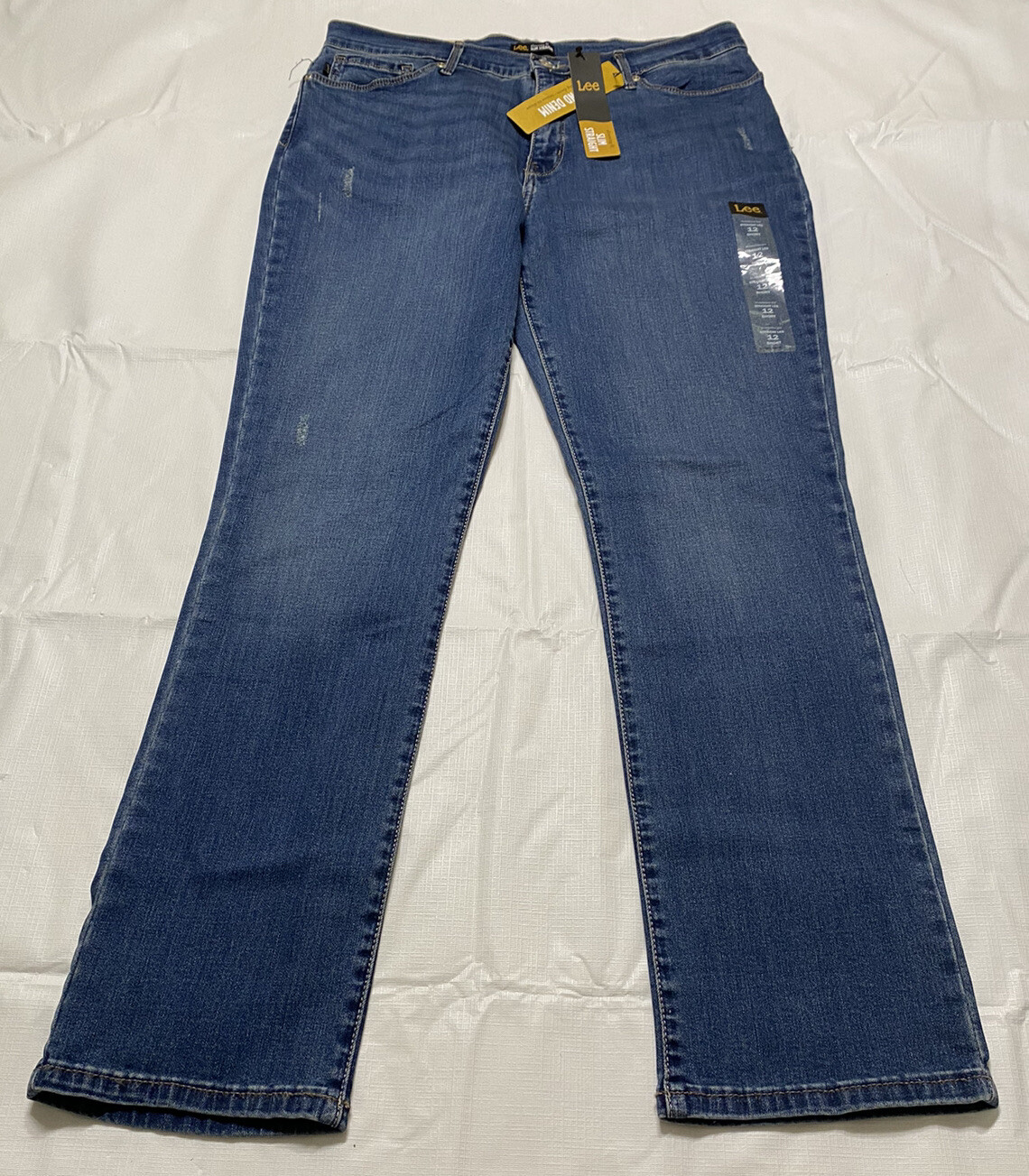 Lee Slim Straight Jeans Women’s Size 12 Short Stretch Blue Denim NWT | eBay