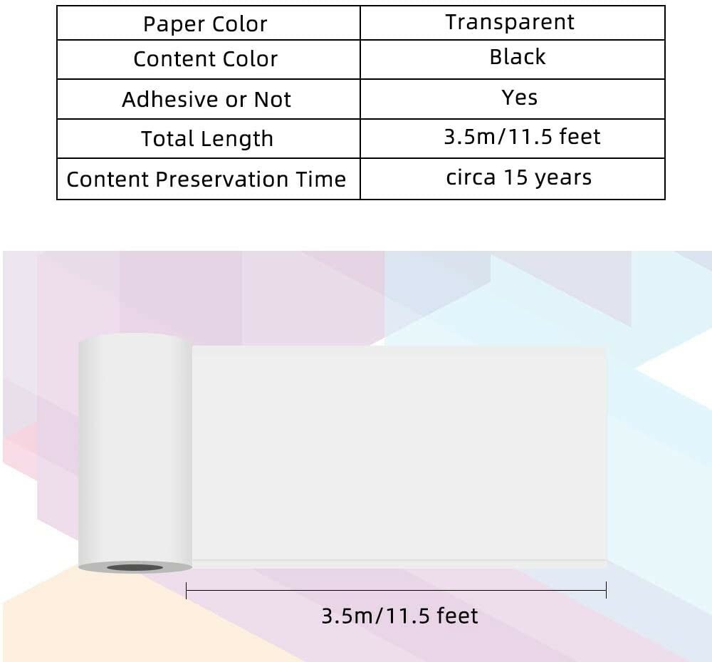 Transparent Printer Paper Adhesive Sticker Printer Rolls for Phomemo ...