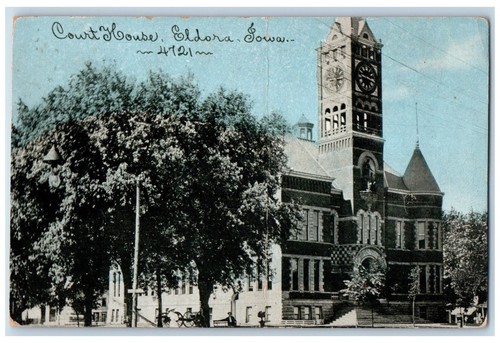 Eldora Iowa IA Postcard Court House Exterior View Building 1910 Vintage ...