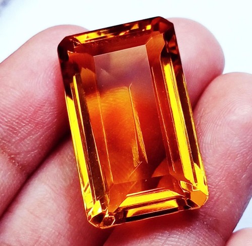 Loose Gemstone Natural Orange Topaz Emerald Cut 33.25 Cts Certified ...