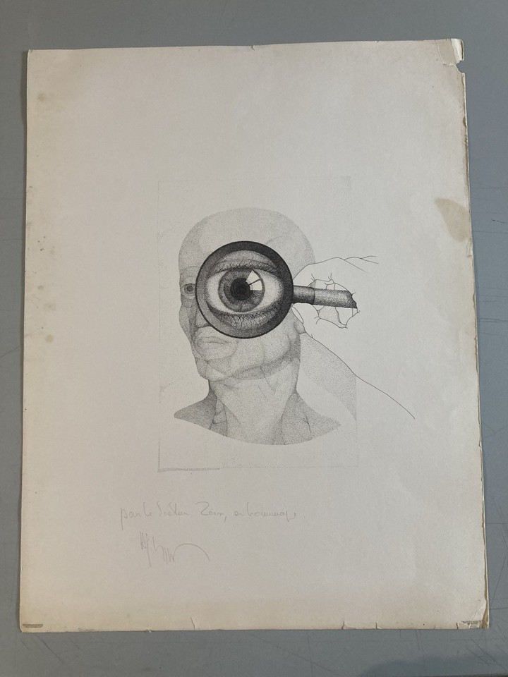 Beautiful Lithograph Darrort Eye Curiosity Flayed At 1980 Print Litho ...