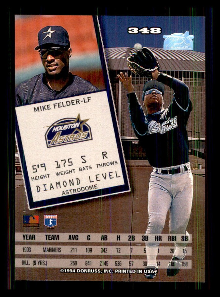 1994 BASEBALL 1994 Leaf Mike Felder Houston Astros #348 1 | eBay