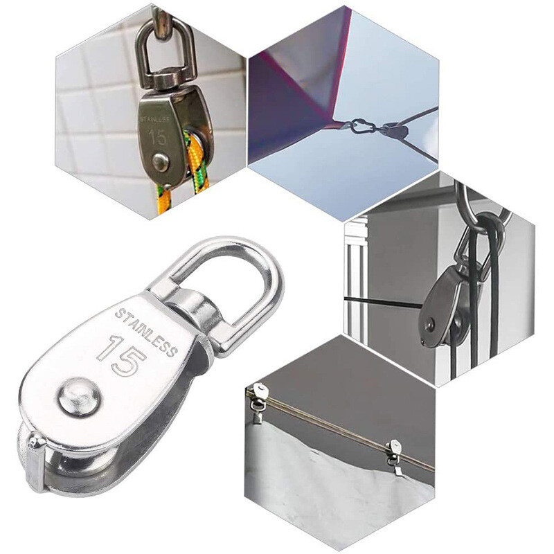 Single / Double Revolving Pulley Rope Sheave Rope Pully Wheel Size 15mm ...