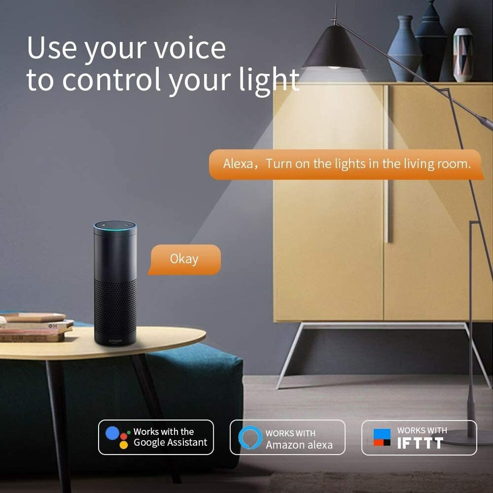 Smart Light Bulb, RGB Color Changing CCT LED Bulbs, Works with Alexa ...