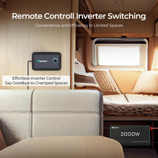 Renogy 2000W Pure Sine Wave Inverter Remote Controller 12V DC to 120V ...