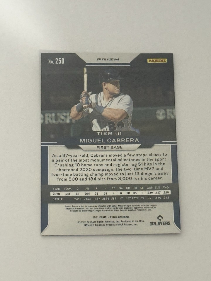2021 Panini Prizm - Tier III Miguel Cabrera #250 Red White & Blue Prizm ...