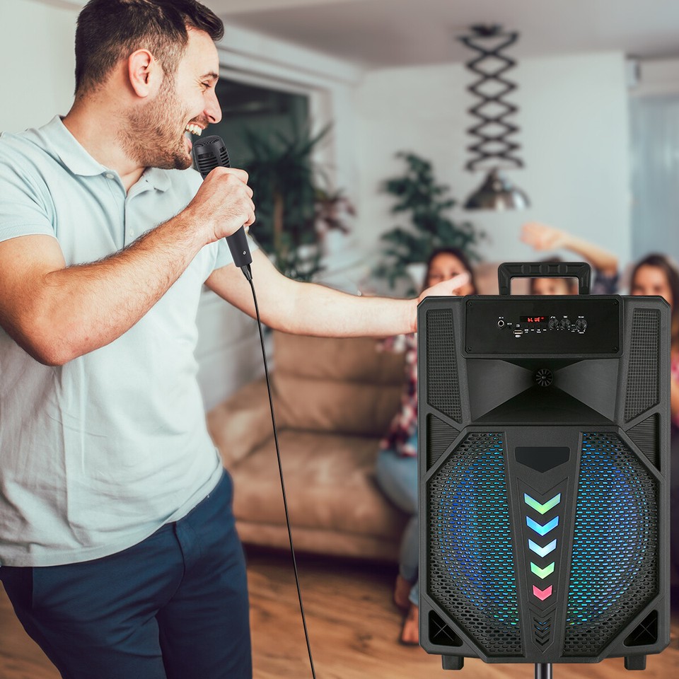 15" 10000W Bluetooth PA DJ Speaker System USB/FM/AUX/TWS w/Wired Mic ...