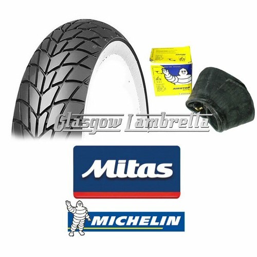3 x MITAS MC20 WHITEWALL TYRES + MICHELIN INNER TUBES for LAMBRETTA F ...