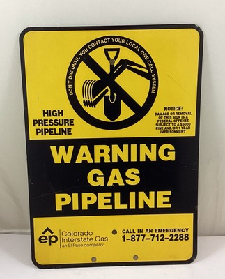 Vtg WARNING High Pressure Oil & Gas Pipeline Industrial Sign Man Cave ...