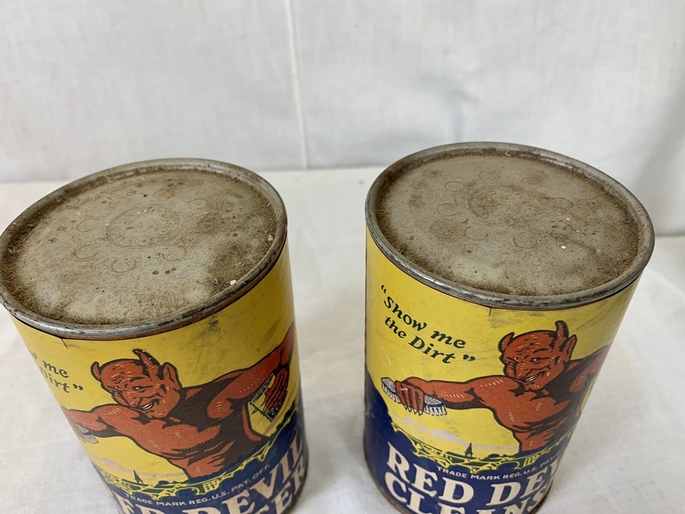 Vintage Red Devil Satan Tin Can Advertising Props | eBay