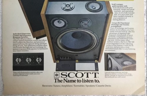1977 Scott Pro 100 Stereo Speaker System Vintage Print Ad Great For ...