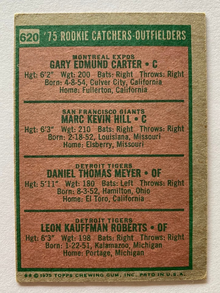 1975 Topps #620 HOFer Gary Carter Rookie Card (Low Grade but Affordable ...