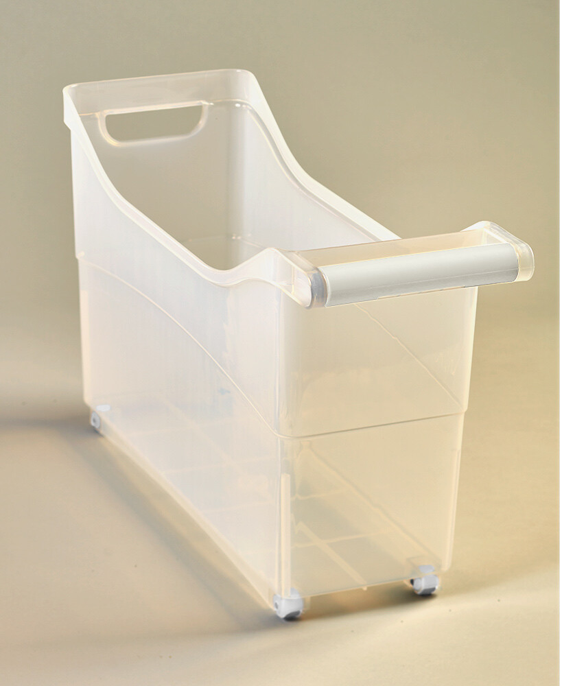 Slim Rolling Storage Bins Clear Cabinet Compartment Organizer White ...