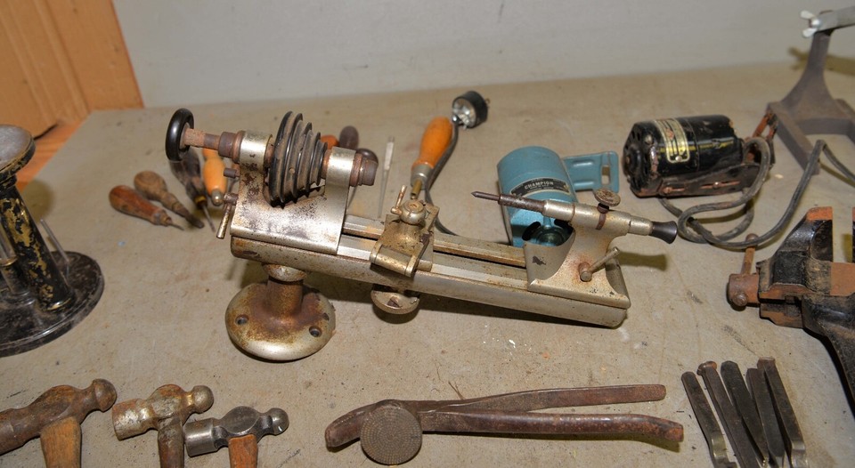 Jewelers tool lot Boley Lathe silversmith hammer vise & anvil pliers ...