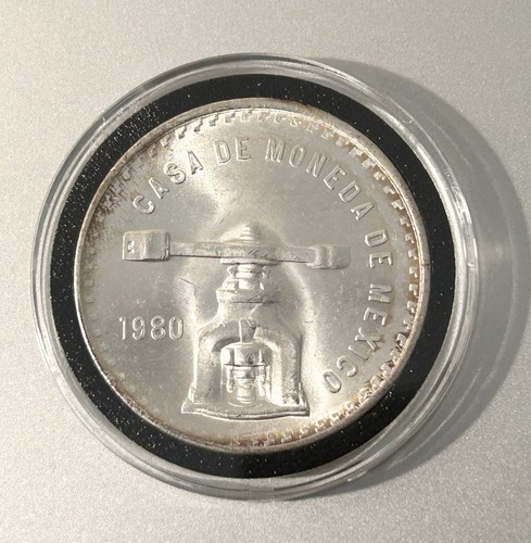 MEXICO CASA DE MUNEDA 1980 SILVER COIN 1 Oz .925 42mm In Protective ...