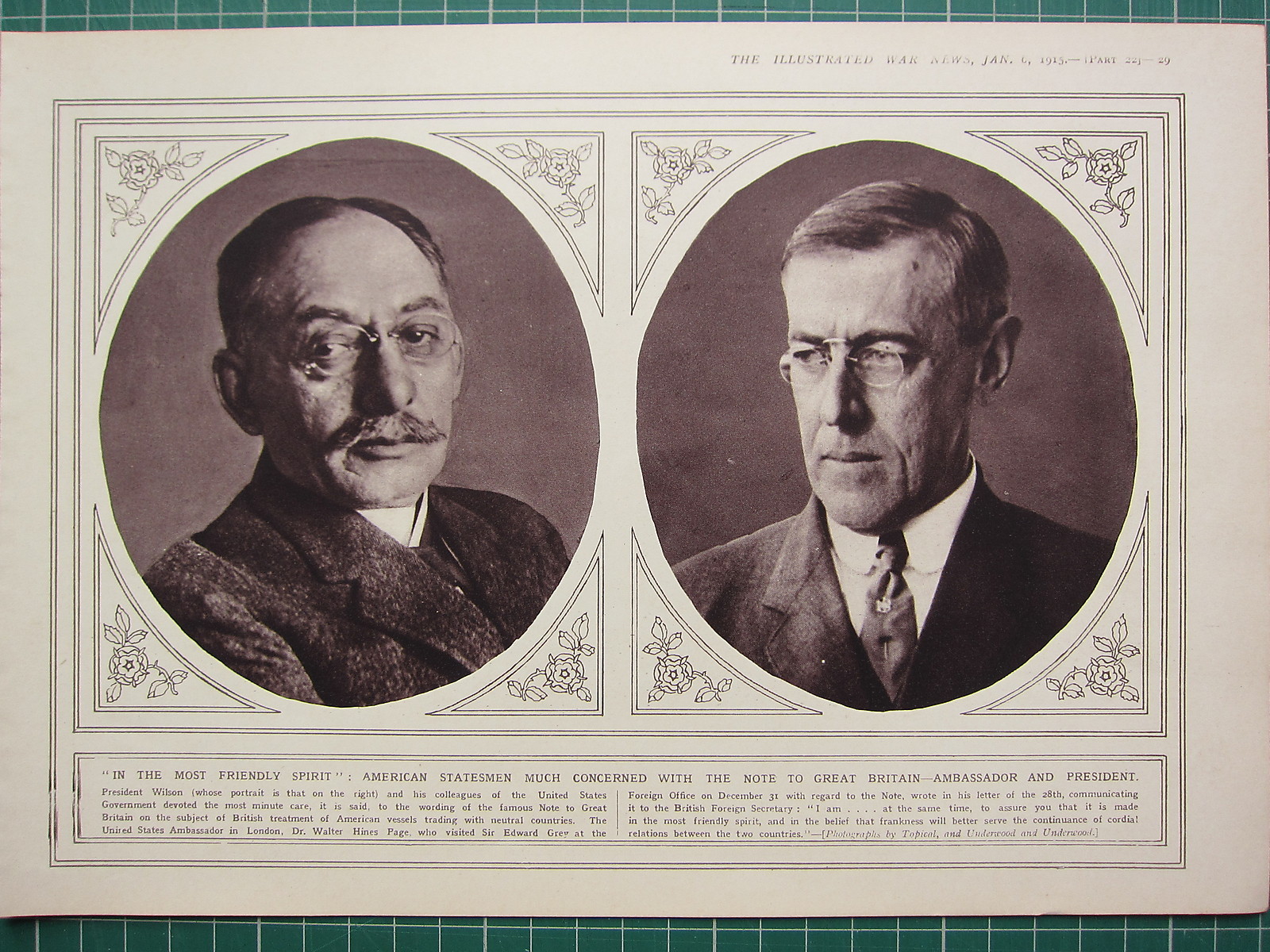 1915 WWI WW1 PRINT ~ PRESIDENT WILSON ~ AMERICAN STATESMEN DR WALTER ...