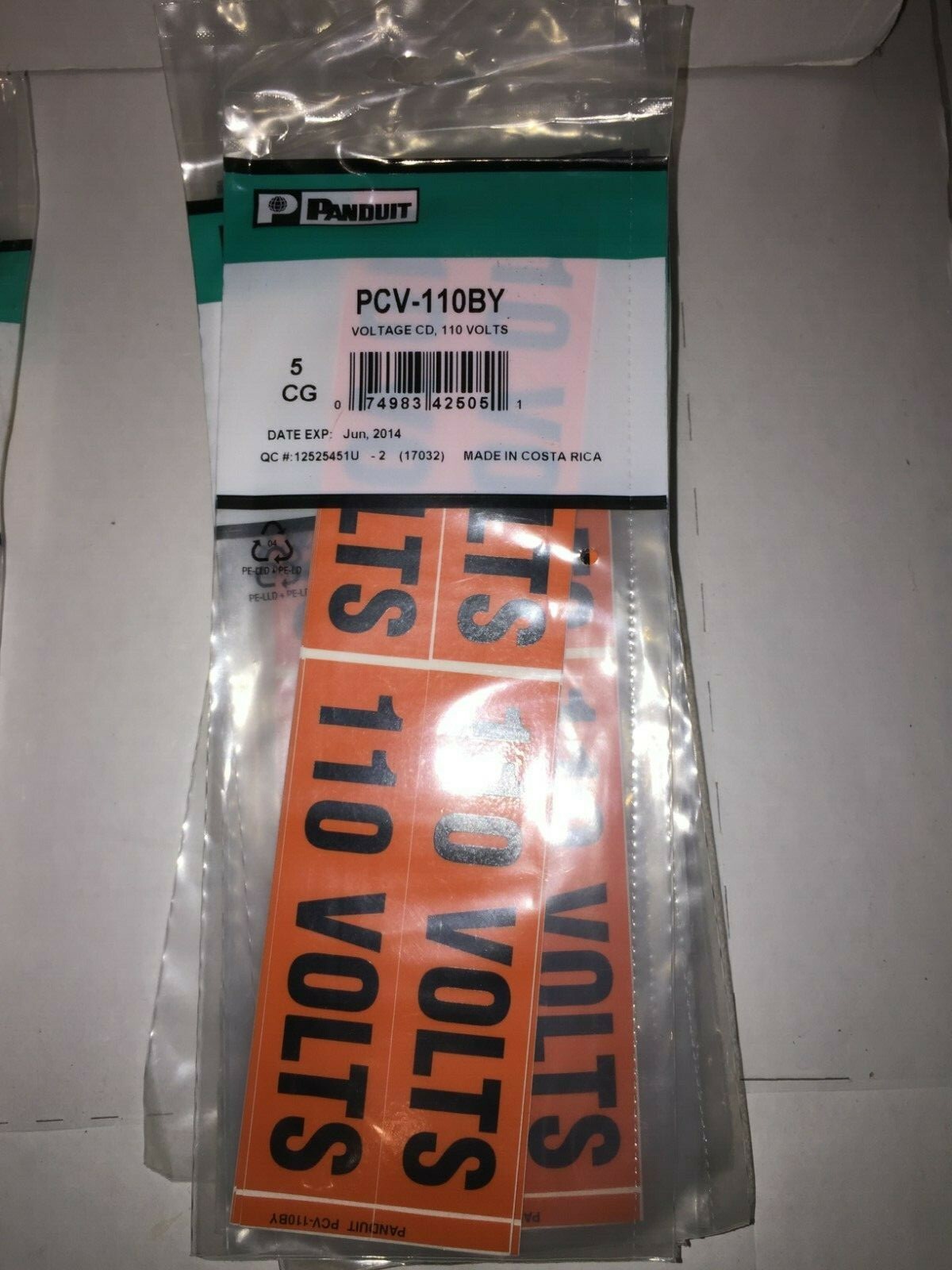 Panduit PCV-110BY ID Label 110V Black Orange Vinyl 5PK | eBay
