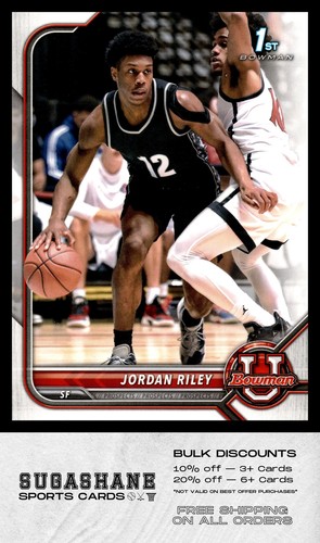 2021 Bowman University 21 Jordan Riley Georgetown Hoyas Basketball Card ...