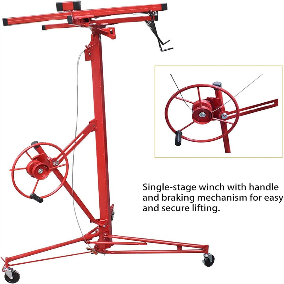 16FT Drywall Lift Plasterboard Panel Sheetrock Hoist Lifter With Safety ...