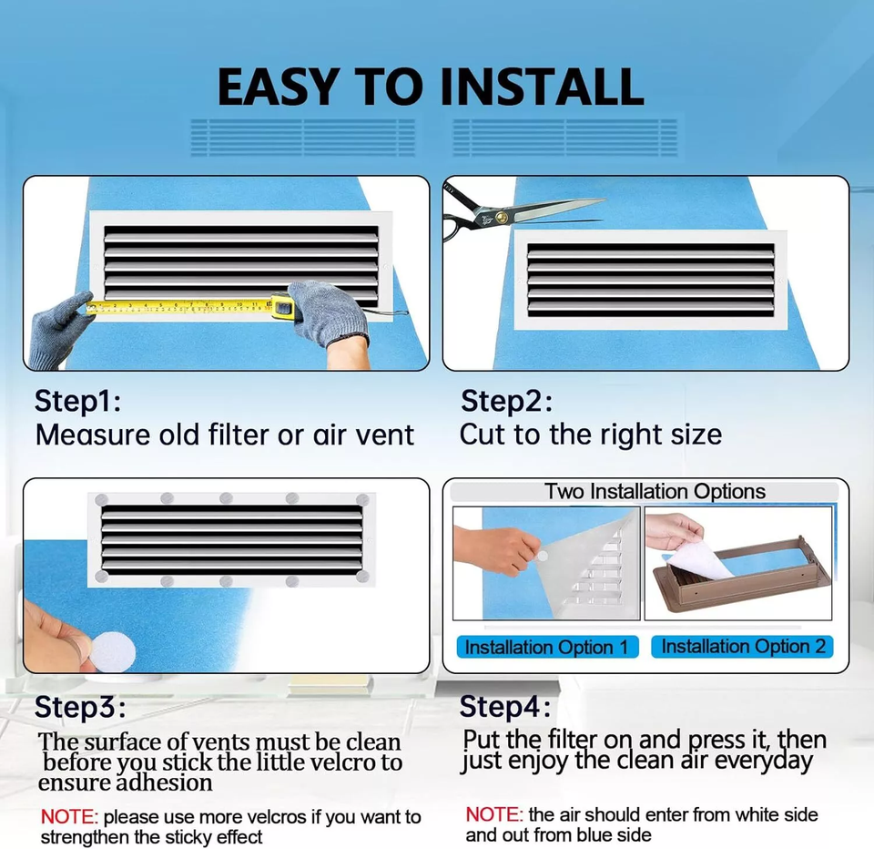 Air Vent Polyester Filter Roll MERV 8 HVAC Furnace Filter Cut to Fit 12 ...
