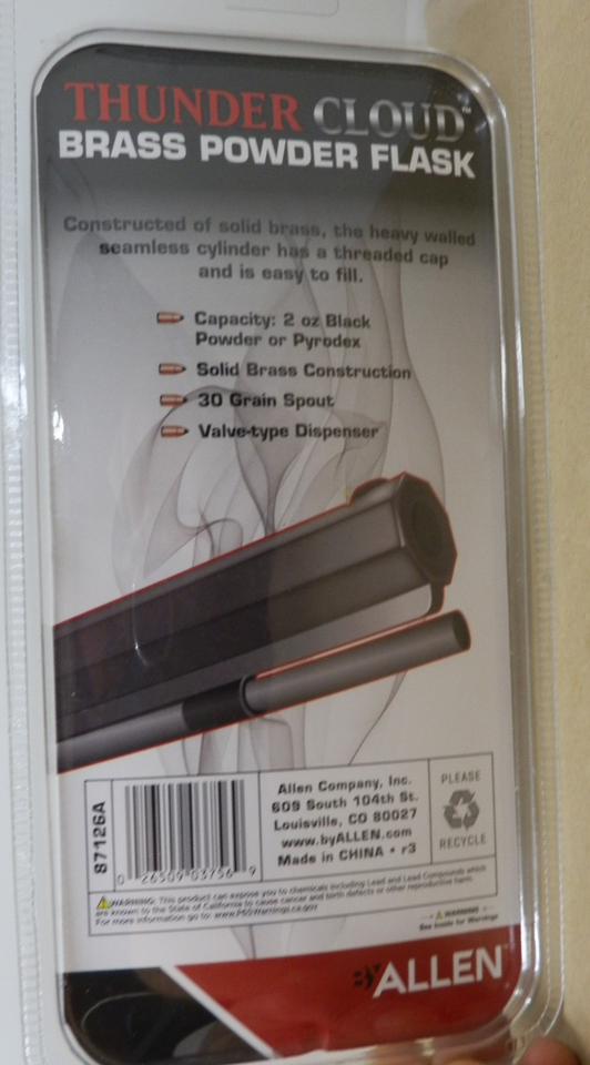 Allen Thunder Cloud Brass Powder Flask for Muzzleloader Black Powder | eBay