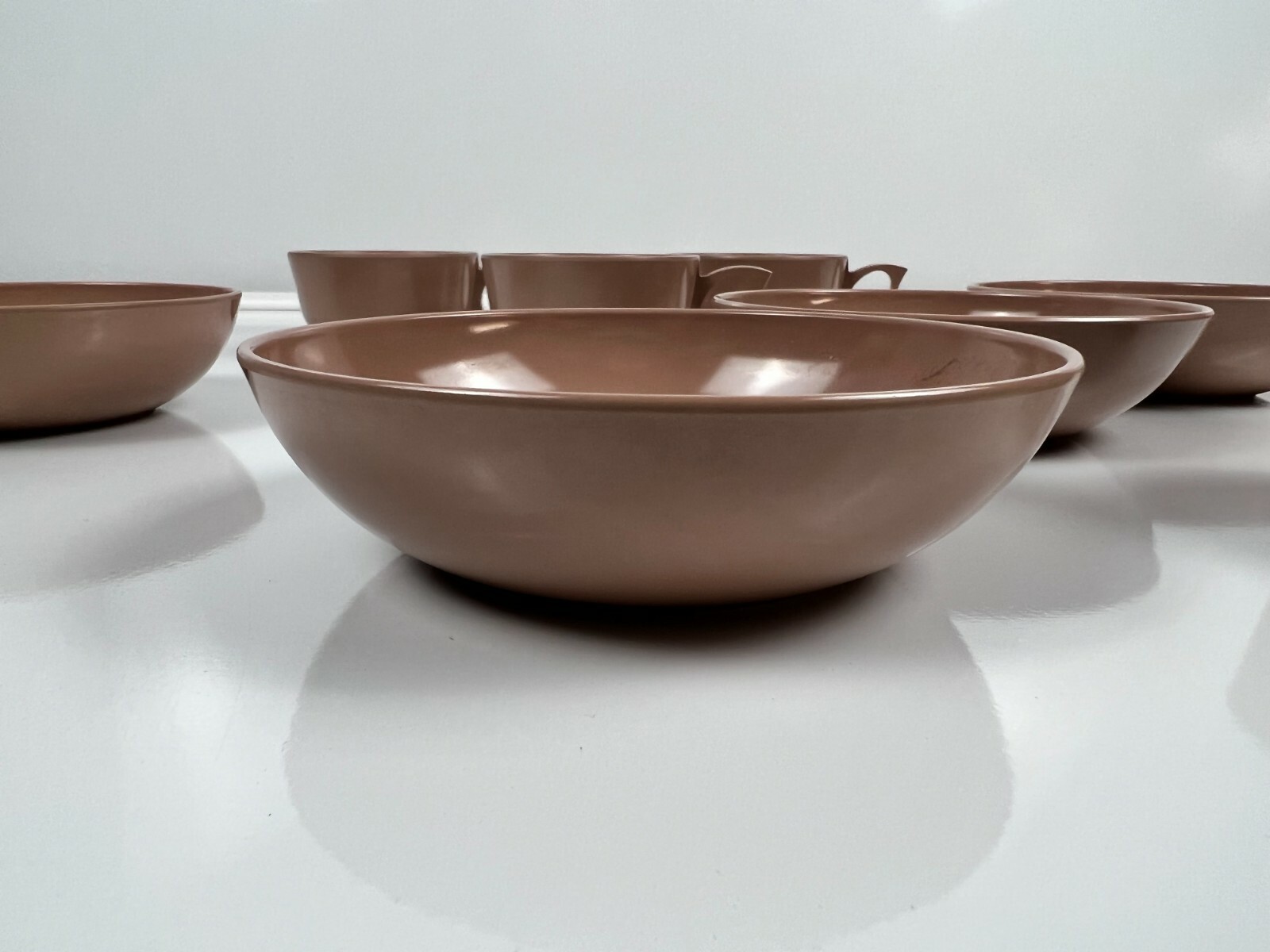 8 PIECE SET VTG Miramar Melmac #108 Rose Brown Weber Plastic BOWLS CUPS ...