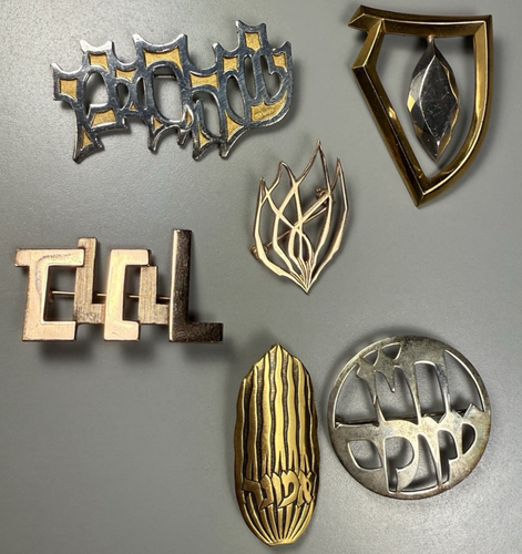 6 Vintage Ludwig Wolpert Judica Modernist Hebrew Brooches/Pins ...