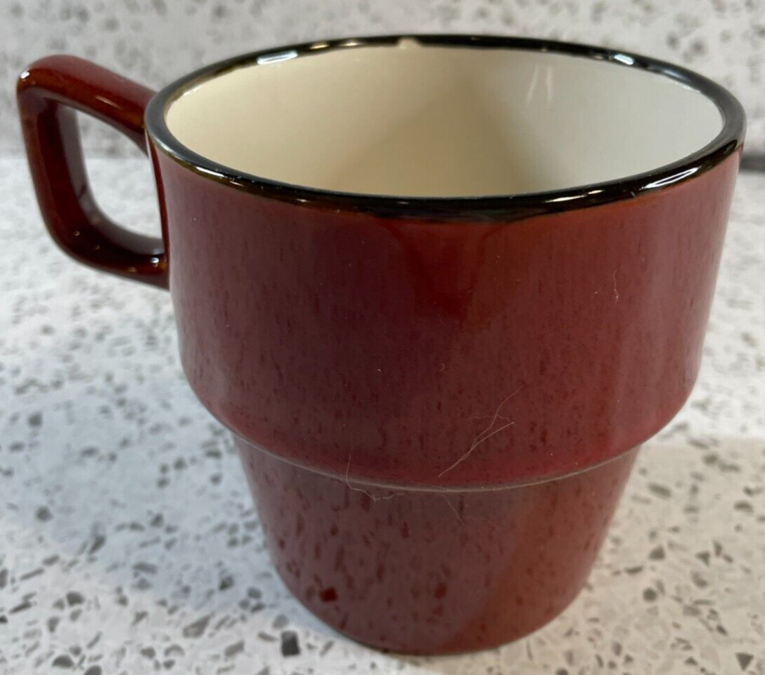 Gourmet Basics By Mikasa "Alpine" Ceramic Brick Red Mug, Black Rim, Lot ...