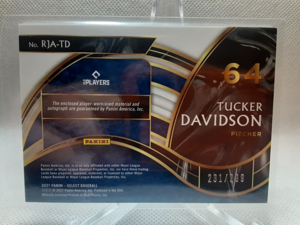 ⚾️2021 Panini Select Jersey 231/299 Tucker Davidson #RJA-TD Rookie Auto ...